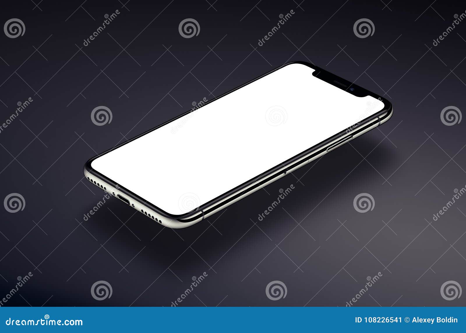 IPhone X. Perspective Smartphone Mockup Hovers Over a Dark Surface ...