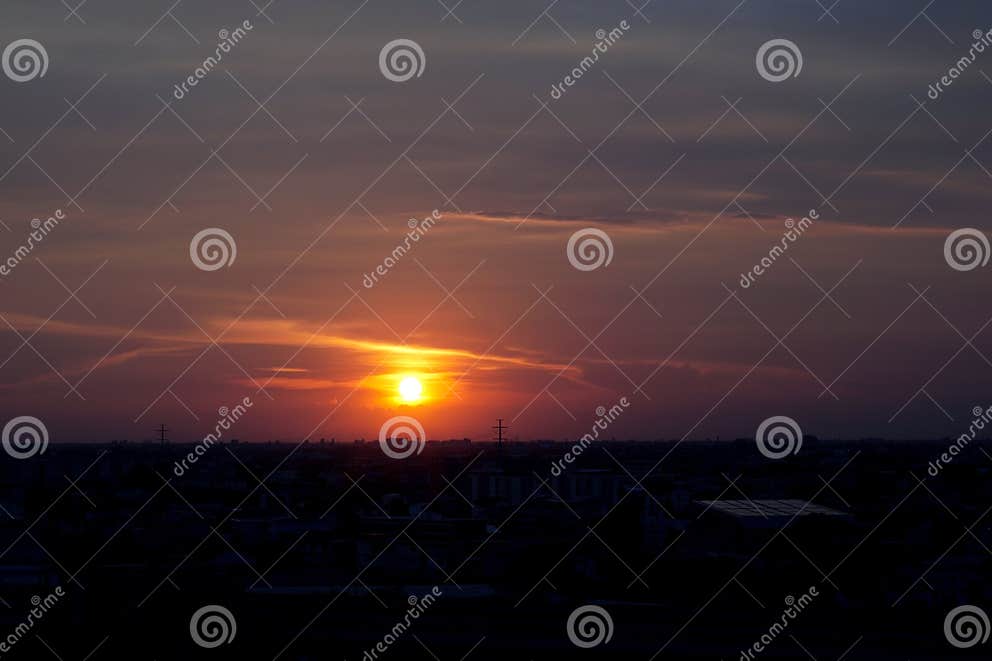 The Perspective of Sunset with Clouds in the Sky Stock Image - Image of ...