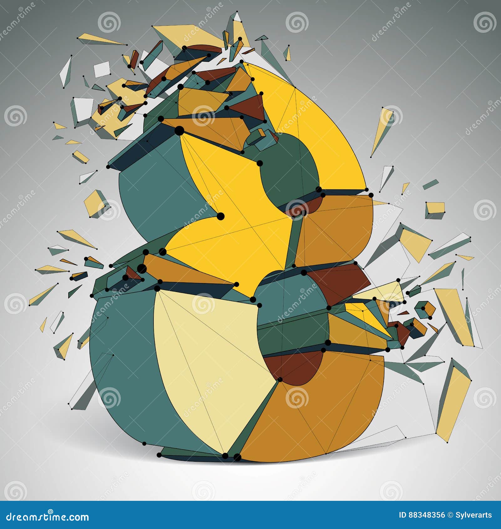 Perspective Technology Demolished Number 8 with Black Lines Stock ...