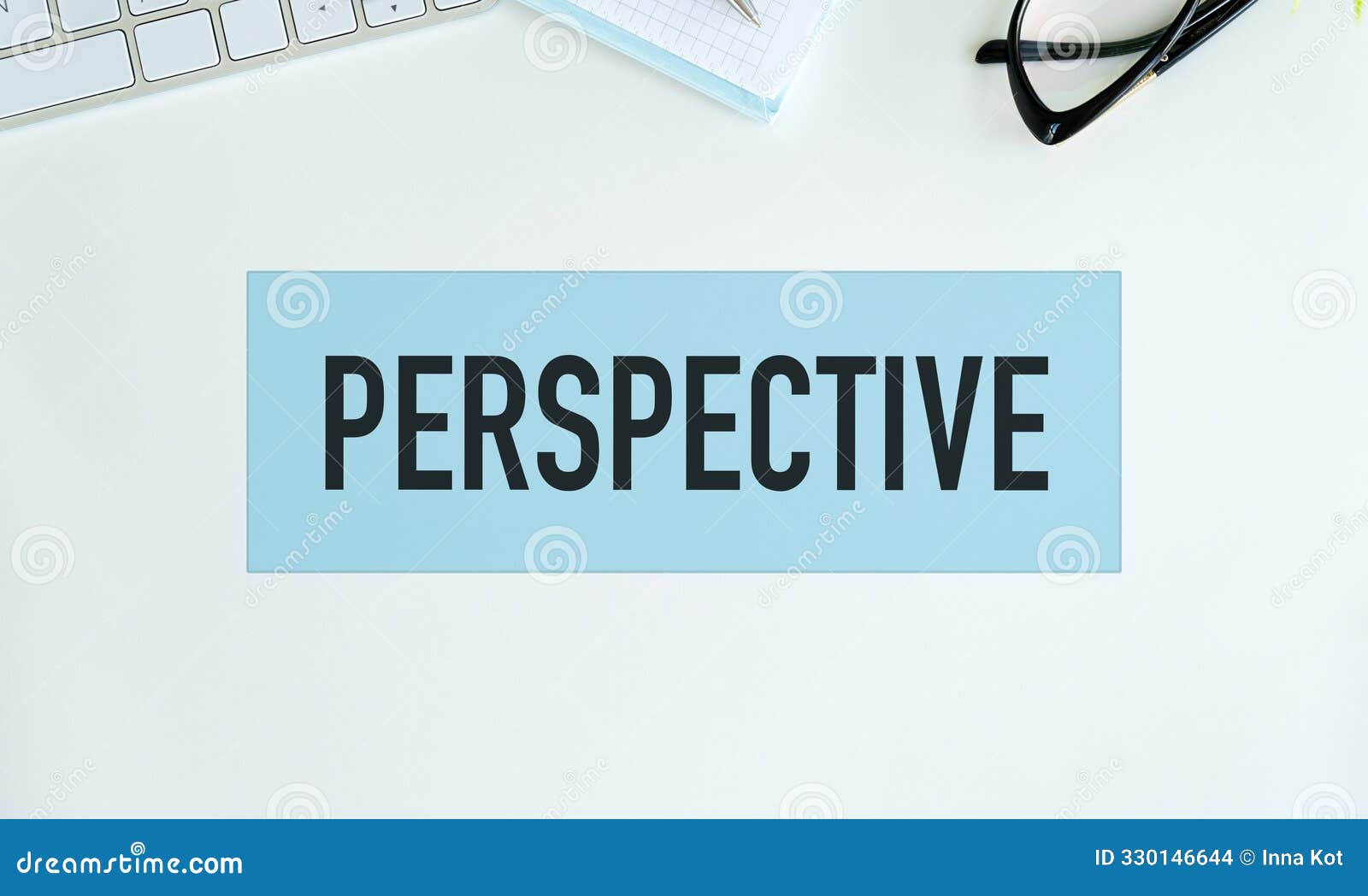 Perspective Text on White Desk on Chart with Magnifier Glass and ...