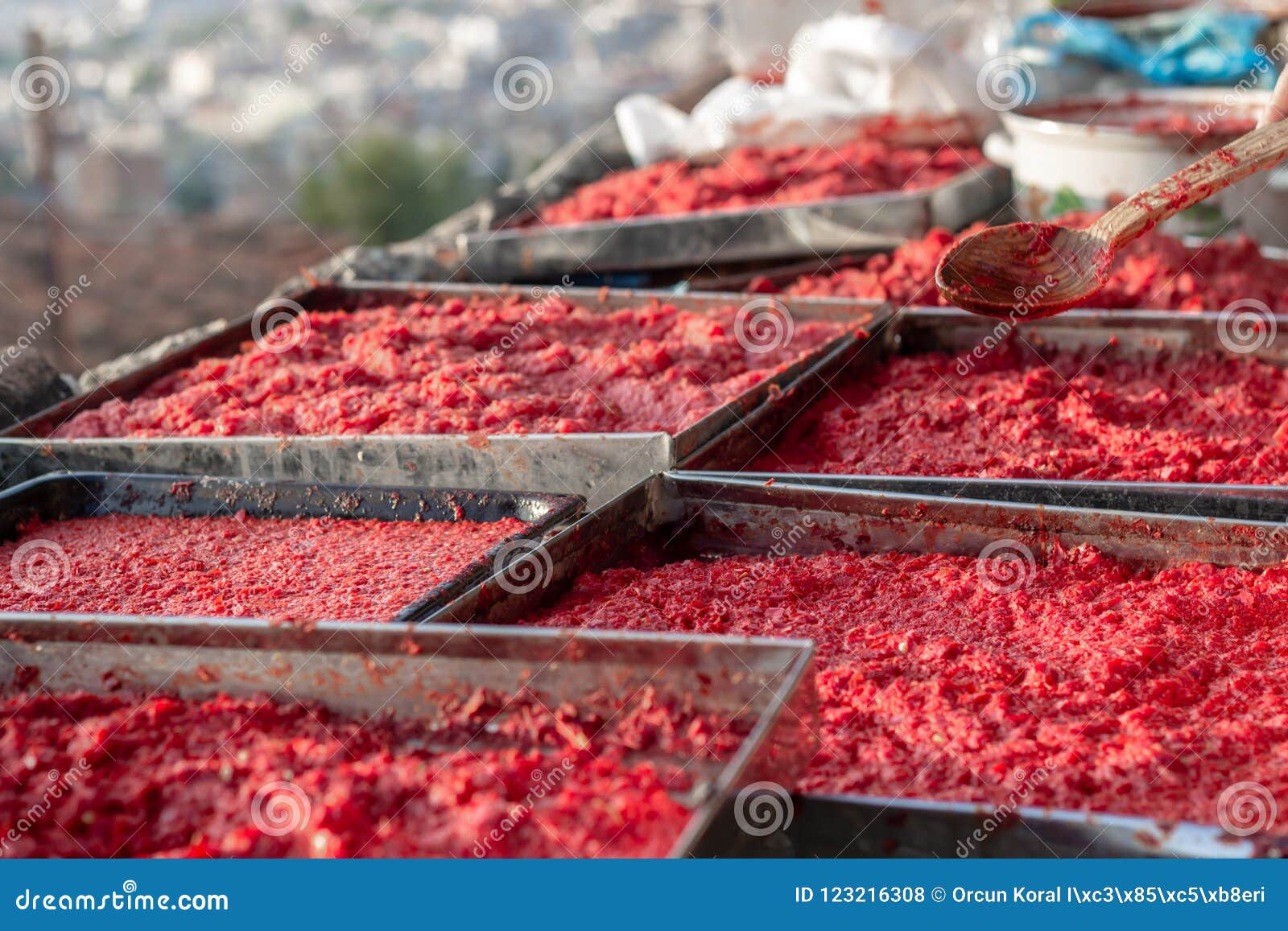 Perspective Traditional Handmade Tomato and Pepper Paste Making Stock ...