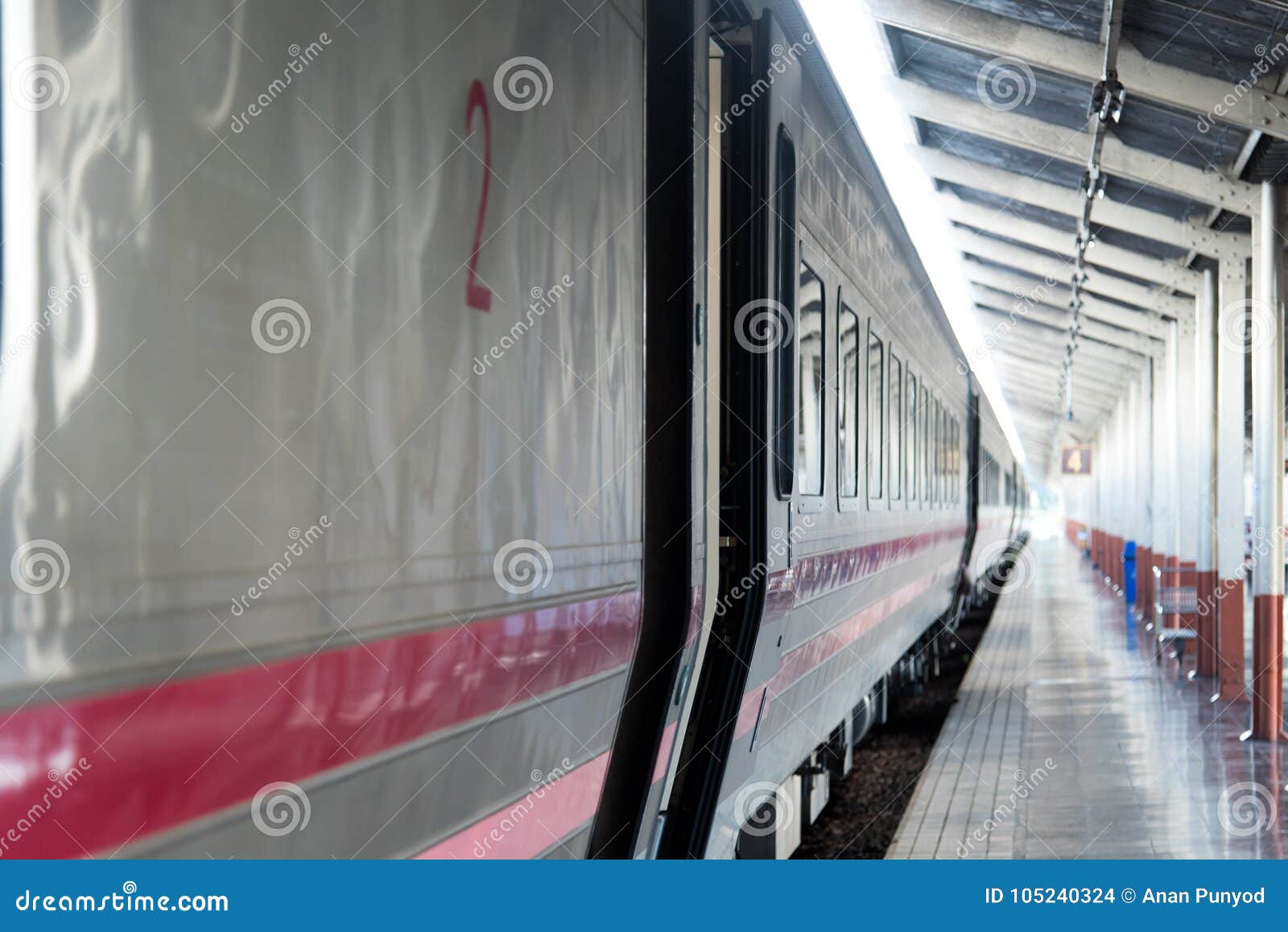 Perspective Train Bogey on the Tracks in Train Station Stock Photo ...