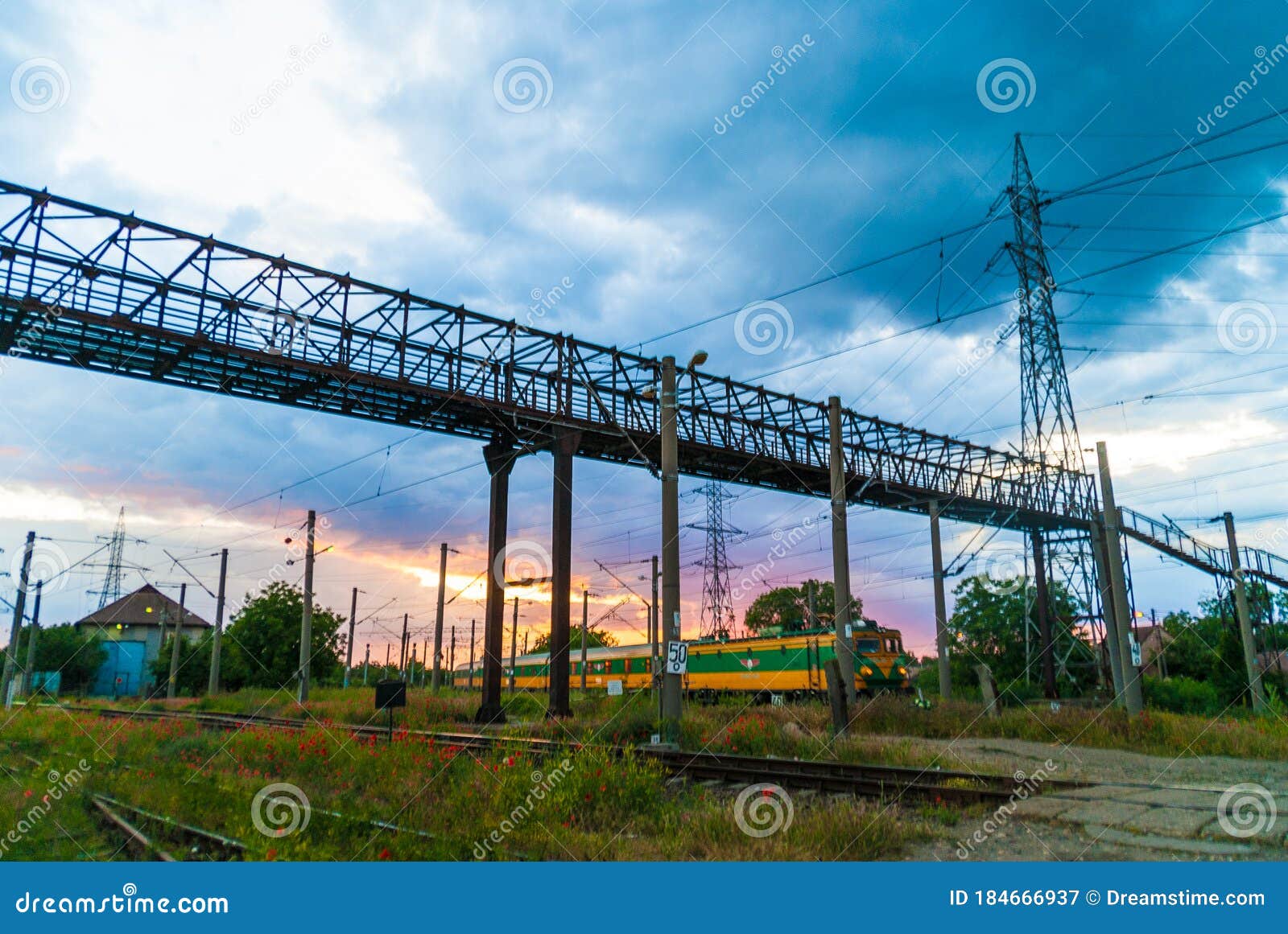 Perspective train bridge stock image. Image of passing - 184666937