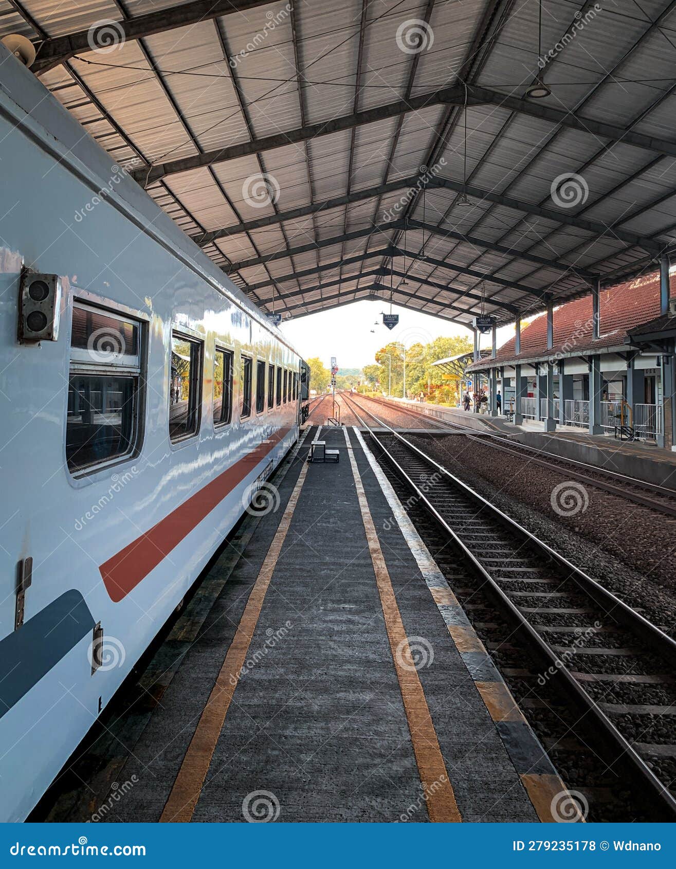 Perspective, Train and Rail Station in Indonesia Stock Photo - Image of ...