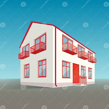 Perspective Two-storey Building Stock Vector - Illustration of icon ...