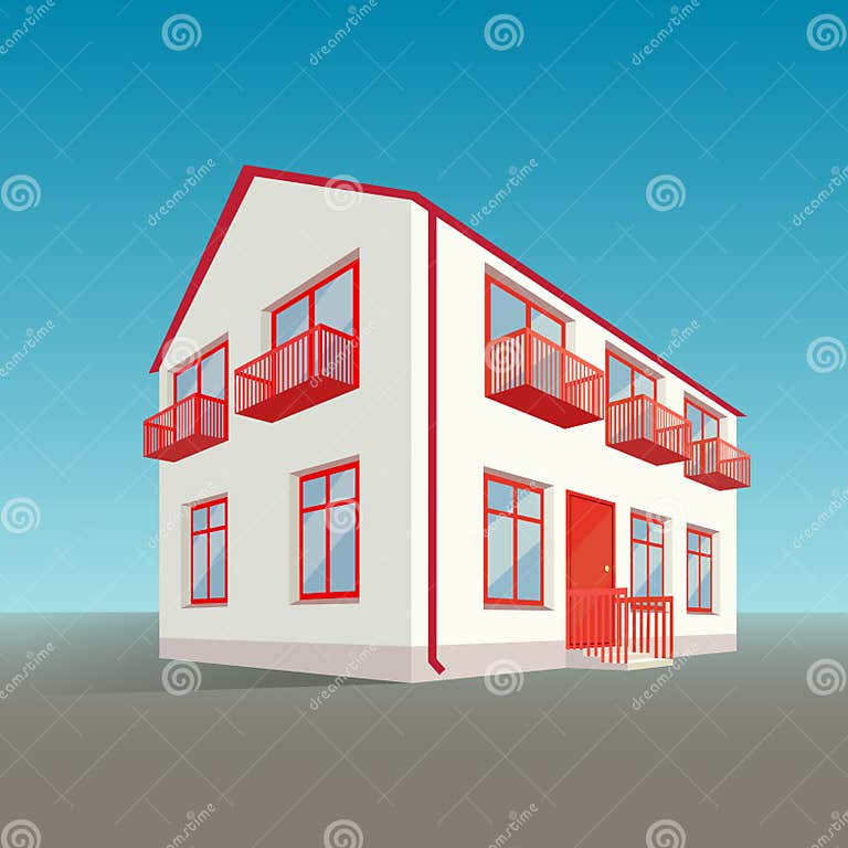 Perspective Two-storey Building Stock Vector - Illustration of icon ...