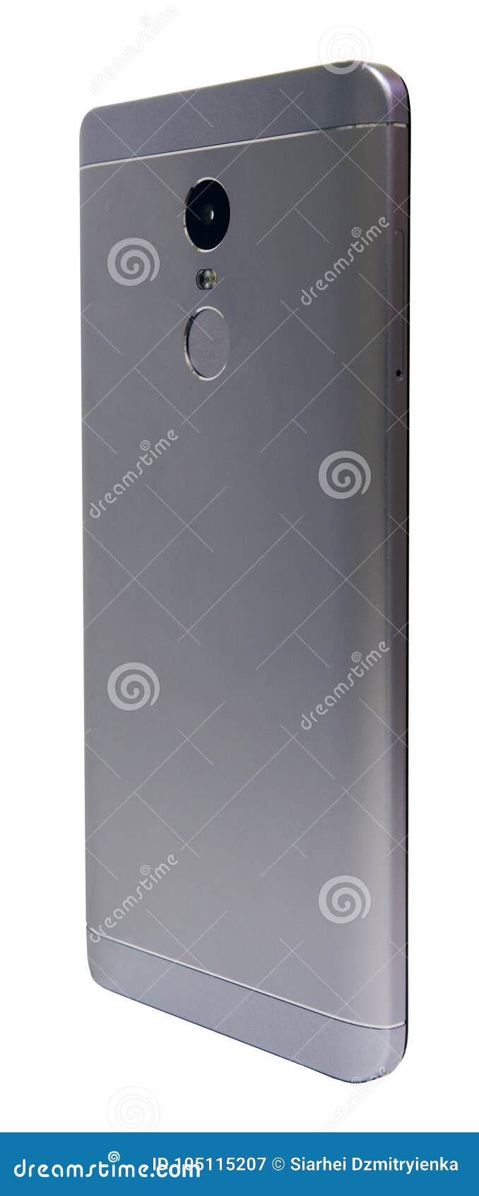 Perspective View of Back Side of Gray Modern Smartphone Isolated on ...
