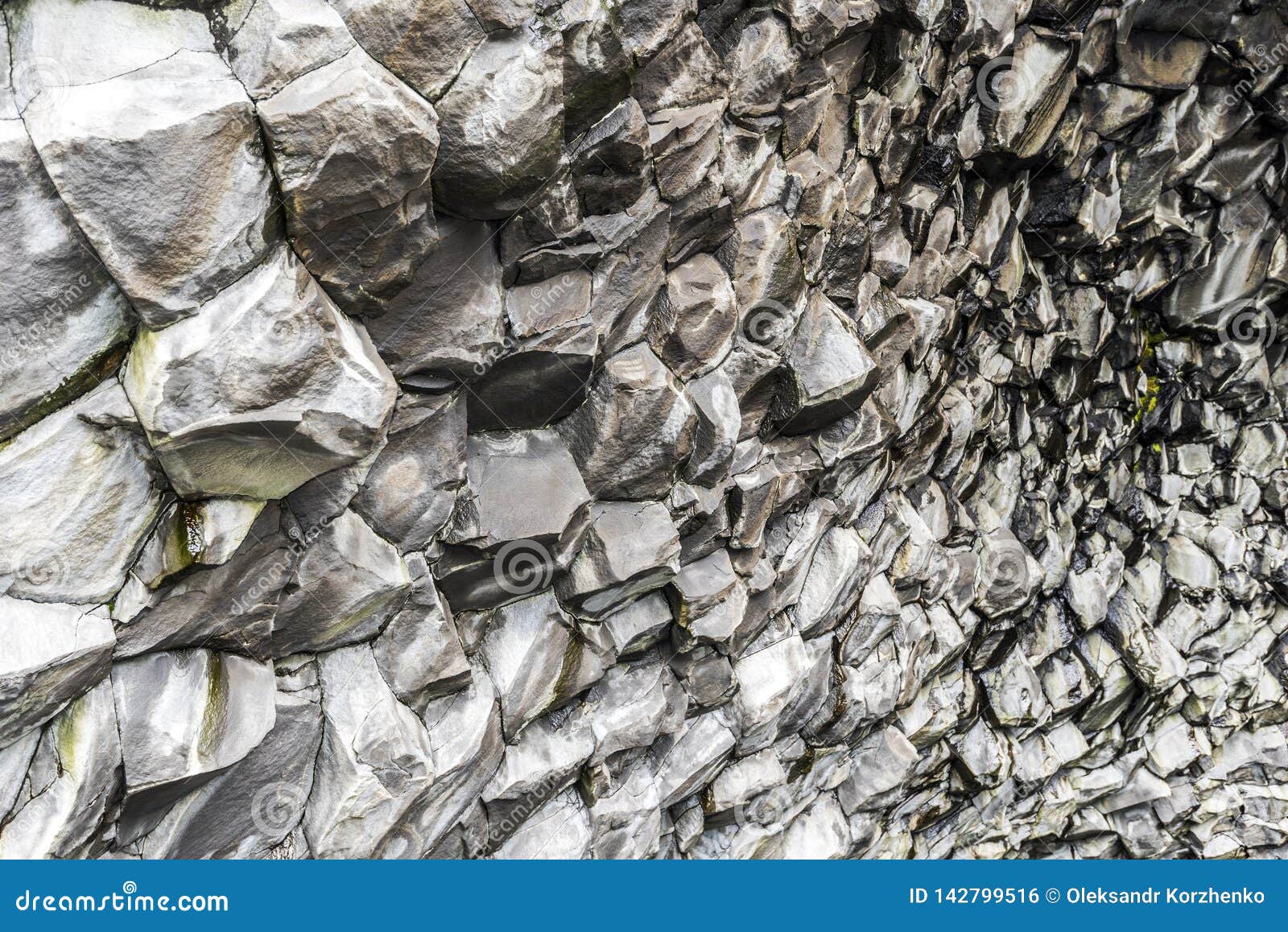 Perspective View of Basalt Cliffs Pattern Inside the Cave in the Bottom ...