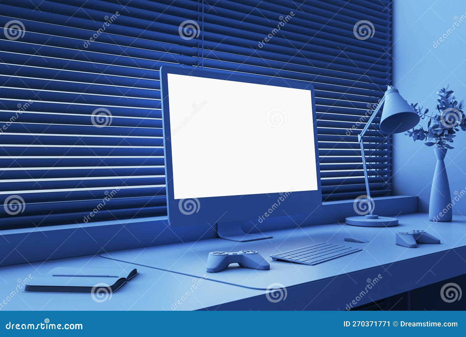Perspective View on Blank White Computer Monitor Screen with Place for ...