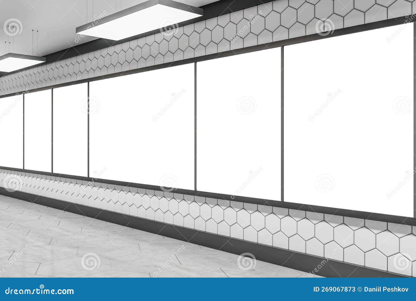 Perspective View on Blank White Illuminated Posters with Place for Your ...