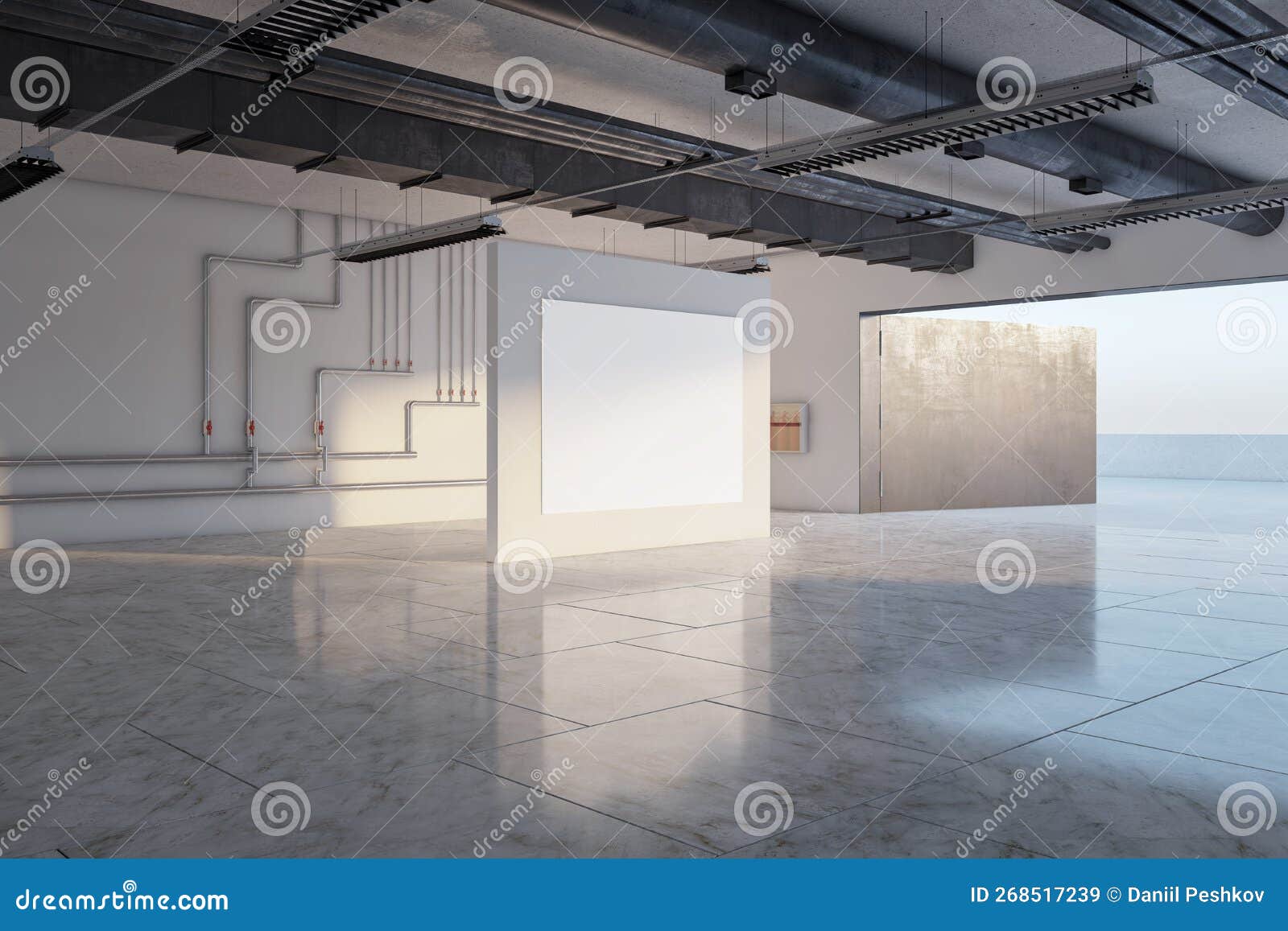 Perspective View on Blank White Lightened Poster with Place for Your ...