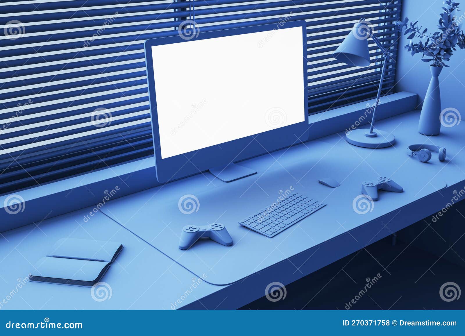 Perspective View on Blank White Modern Computer Monitor with Place for ...