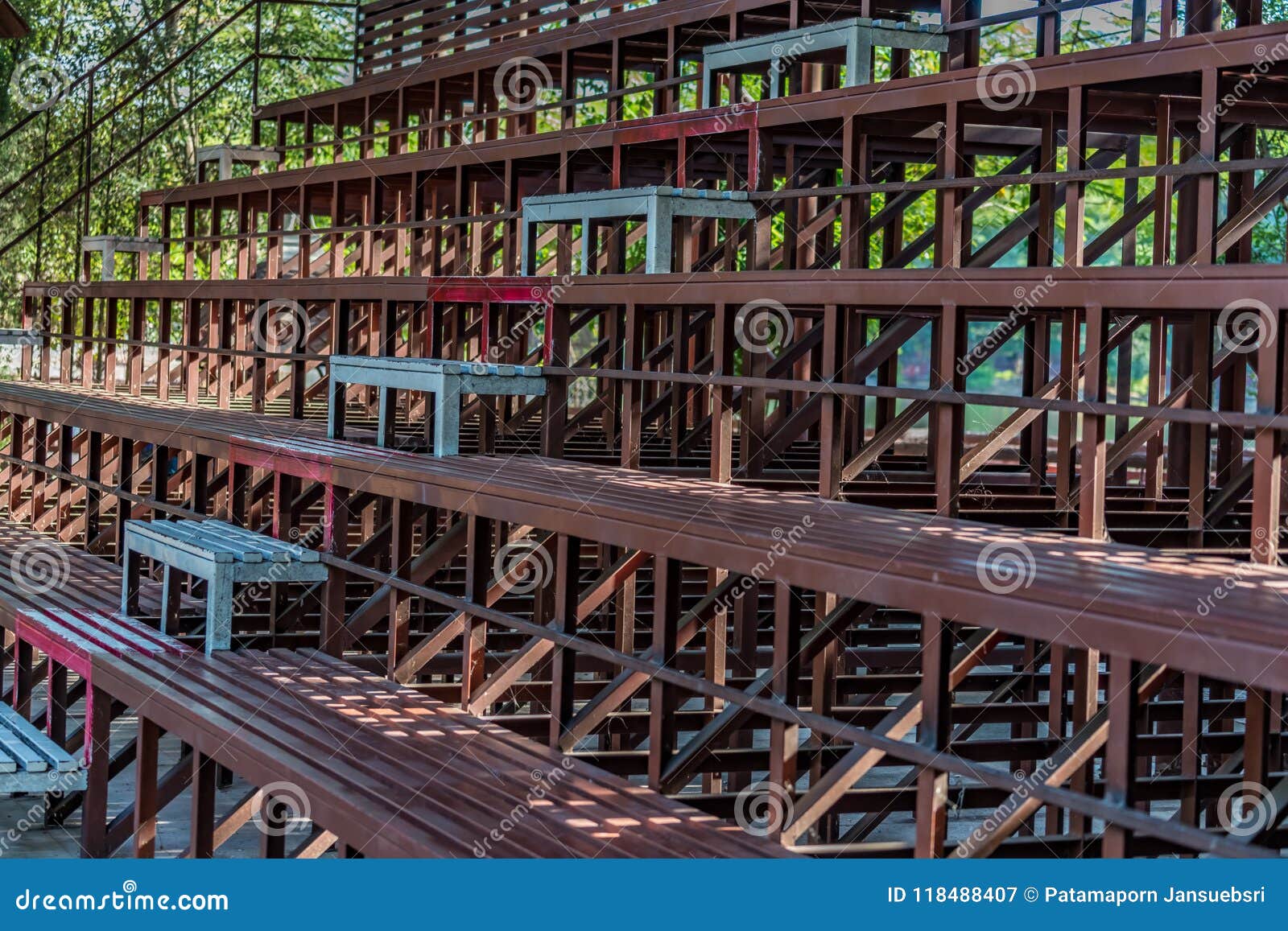 Brown metal grandstand stock image. Image of stand, field - 118488407