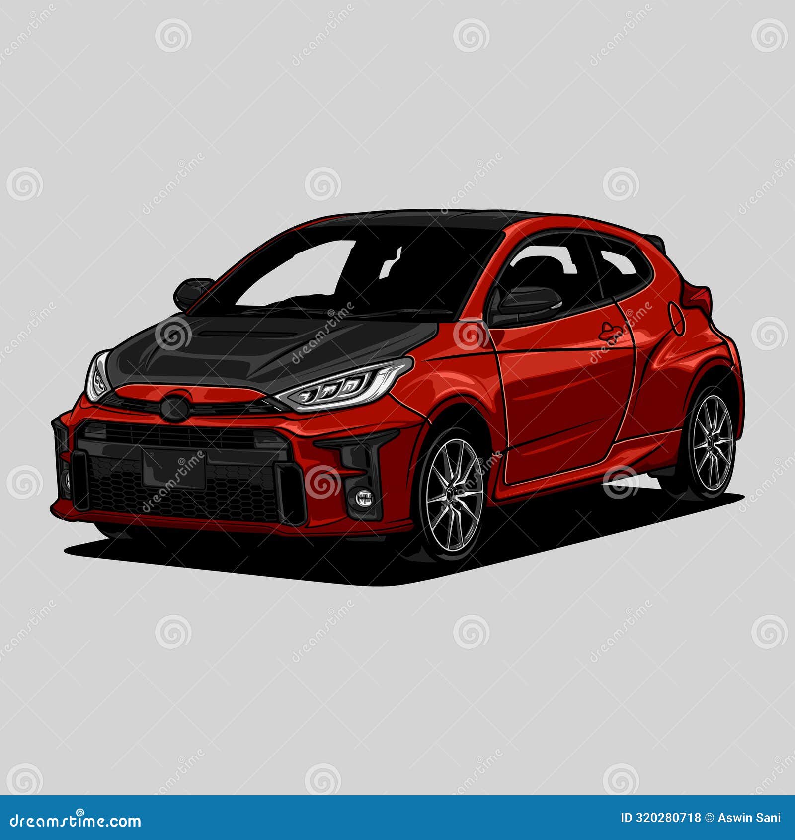 GRMN Yaris Red stock vector. Illustration of engine - 320280718