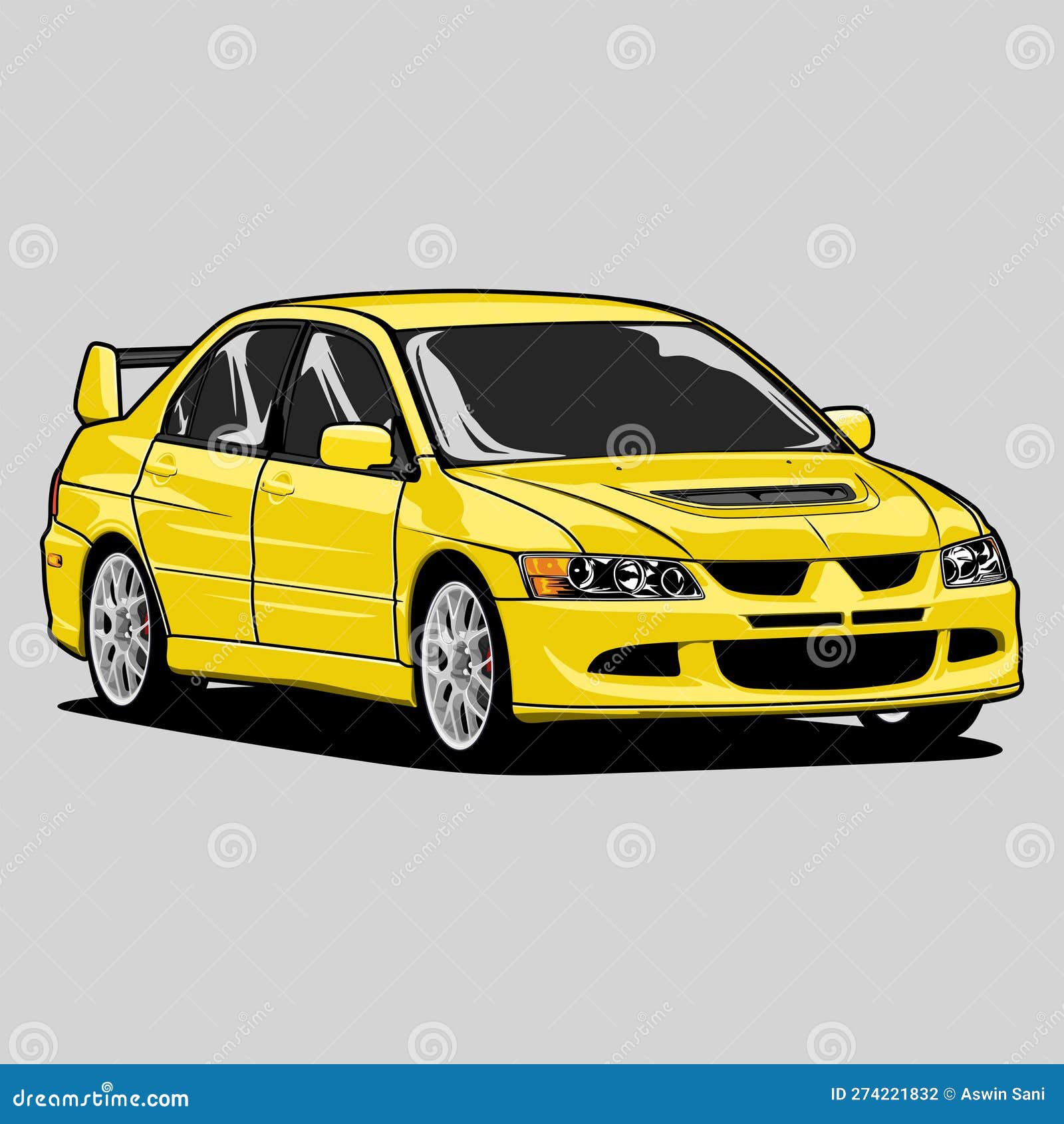 Lancer Evolution VIII Yellow Car Stock Vector - Illustration of classic ...