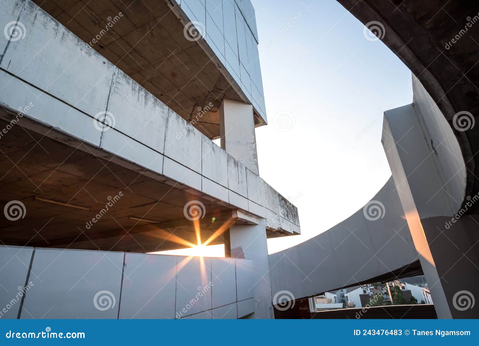 Perspective View of a Circular Car Parking Garage Stock Image - Image ...