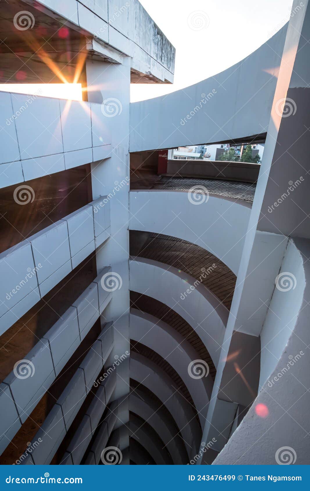 Perspective View of a Circular Car Parking Garage Stock Image - Image ...