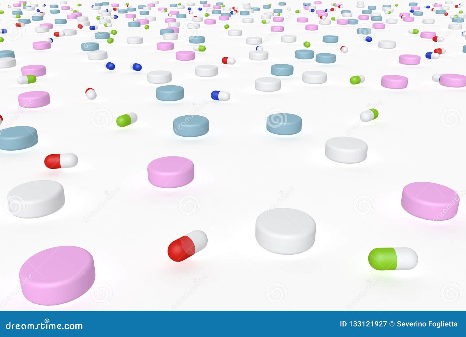 Perspective View of 3d Illustration of Drugs with Various Shapes and ...