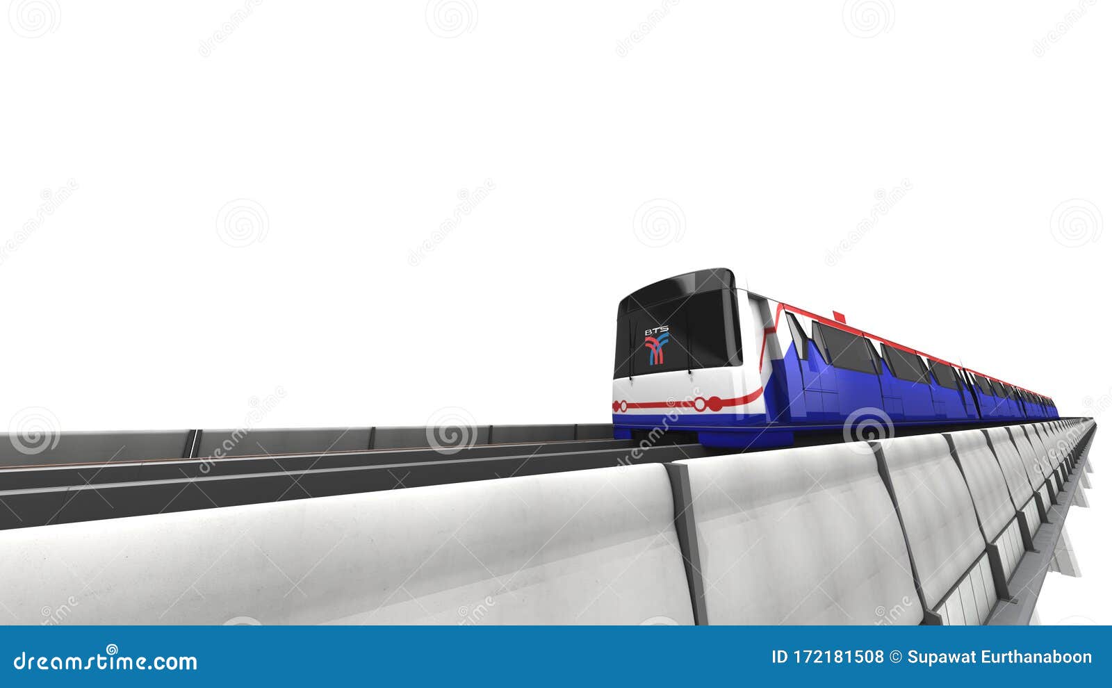 Perspective View of 3D Rendering Electricity Sky Train with Railway ...
