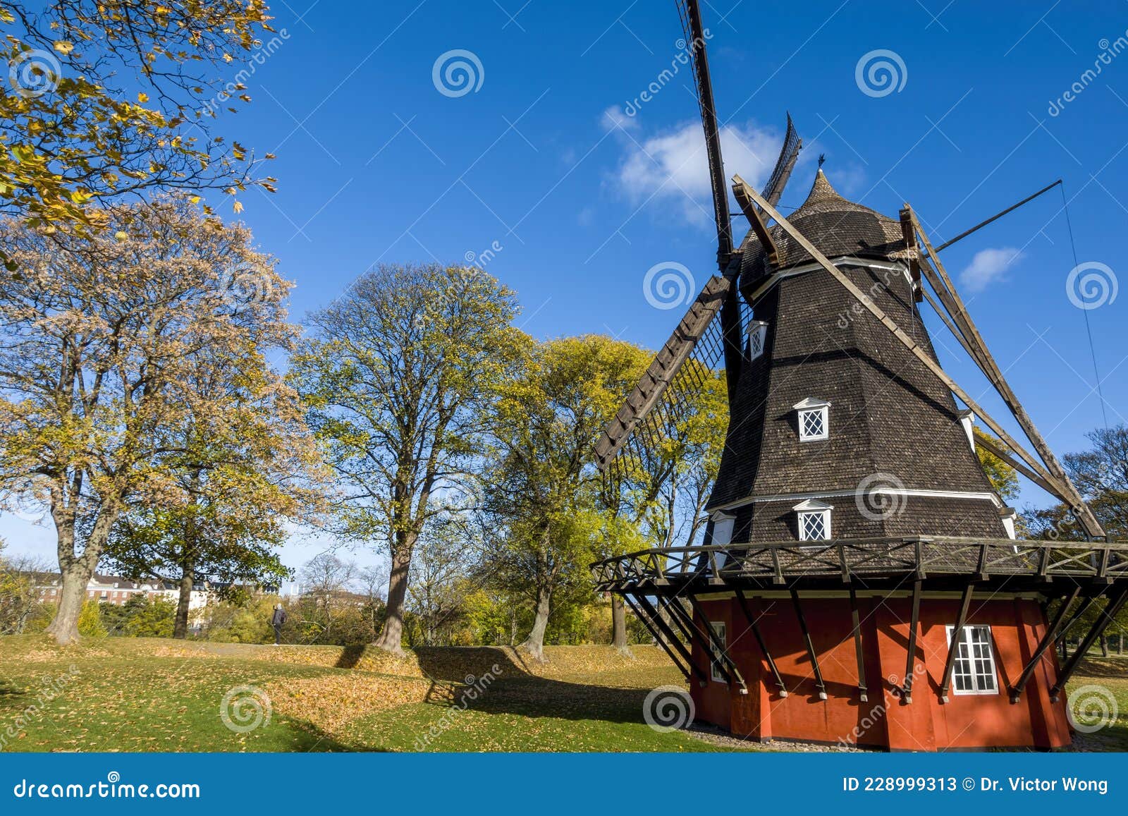 Perspective View of the Danish Windmill Stock Image - Image of rural ...