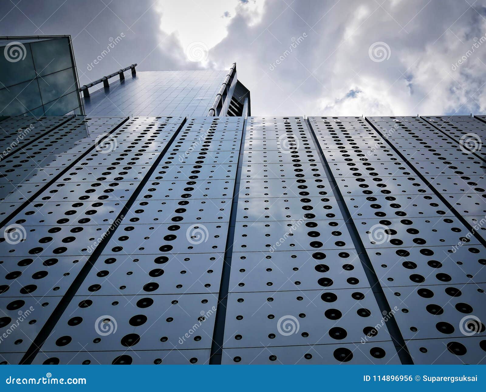 Perspective View Directly Below Urban Office Building Stock Photo ...