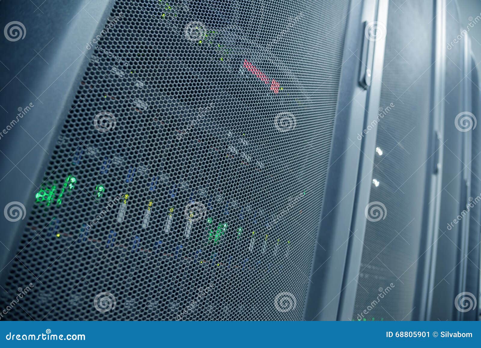 Perspective View and Distortion Effect Wide-Len of Close Up Server Rack ...