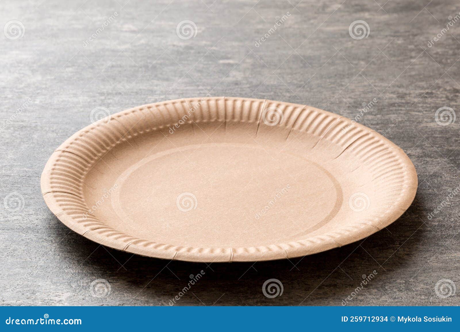 Perspective View of Eco Paper Plate on Cement Background. Empty Space ...