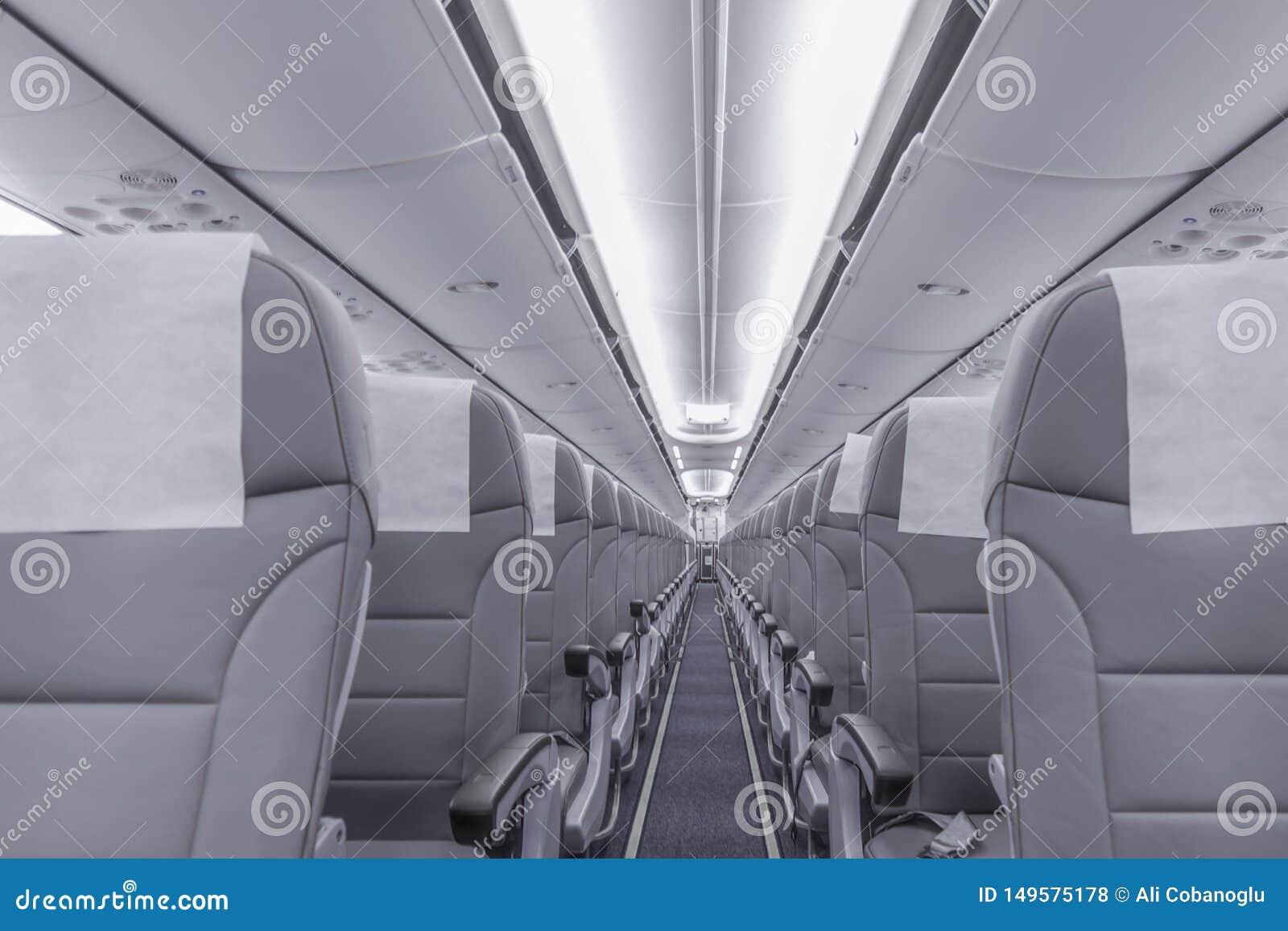 Perspective View of Empty Aircraft Seats Stock Photo - Image of ...