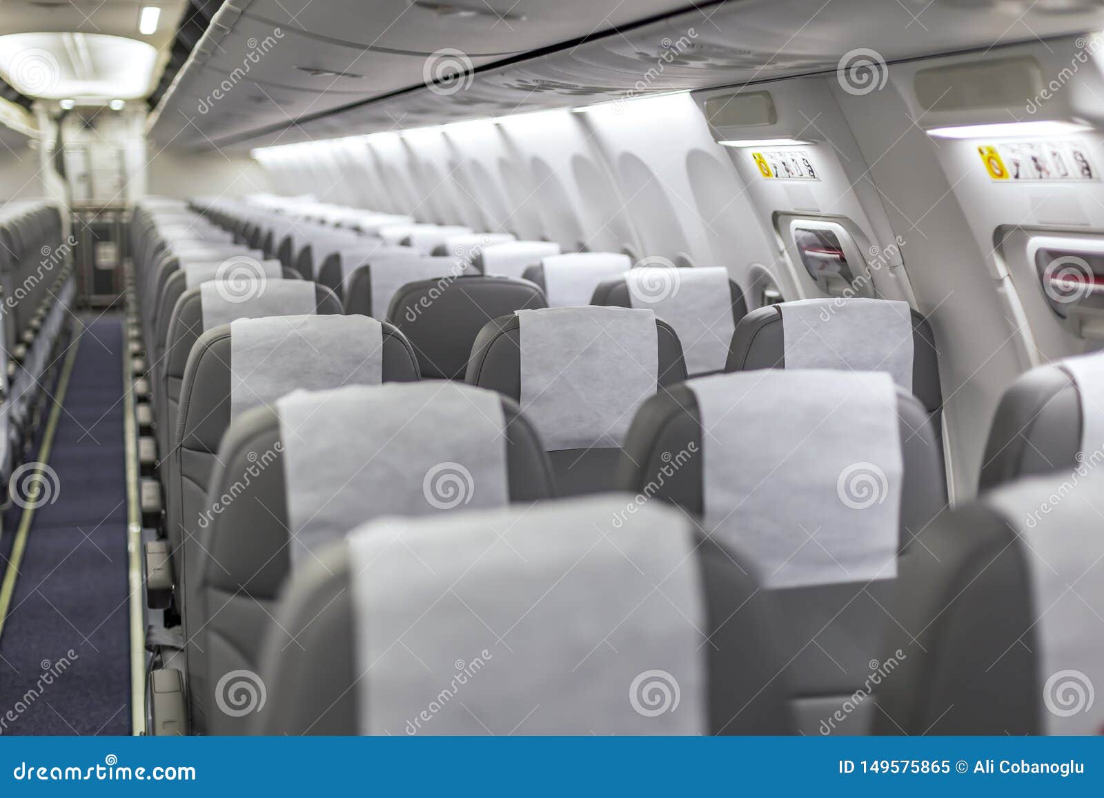 Perspective View of Empty Aircraft Seats Stock Image - Image of belt ...