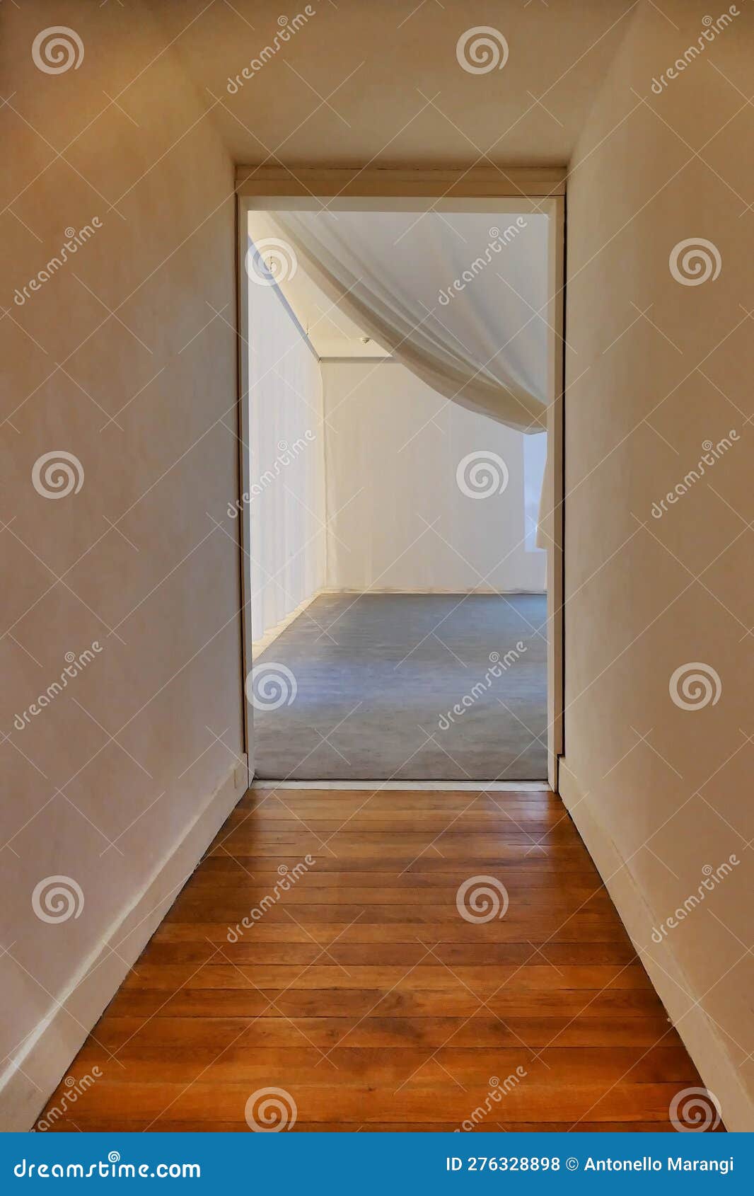 Perspective View of Empty Corridor and Open Door Frame To Empty Room ...