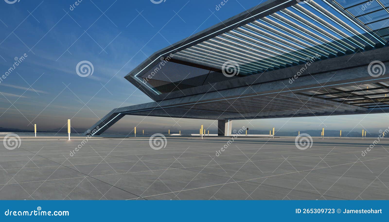 Perspective View of Empty Floor and Modern Rooftop Building Stock ...