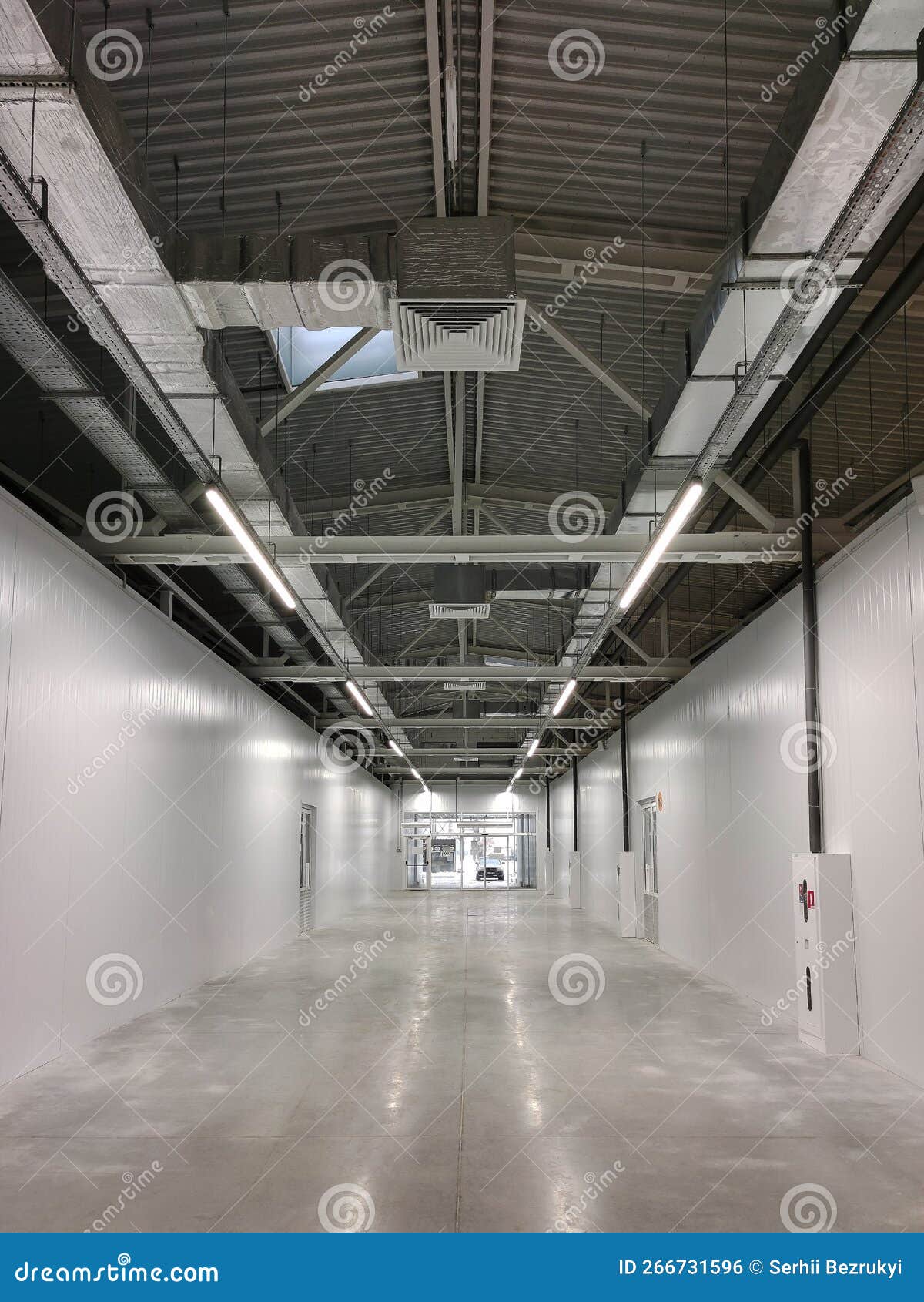 Perspective View of an Empty Hangar Hall Under Construction with ...