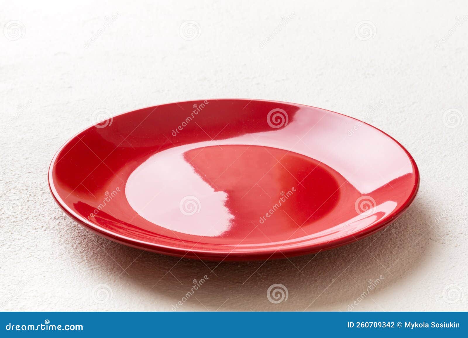 Perspective View of Empty Red Plate on Cement Background. Empty Space ...