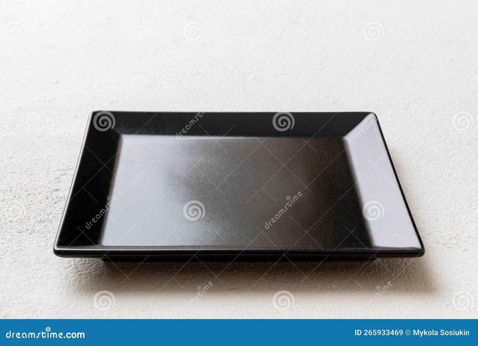 Perspective View of Empty Square Plate on Cement Background. Empty ...