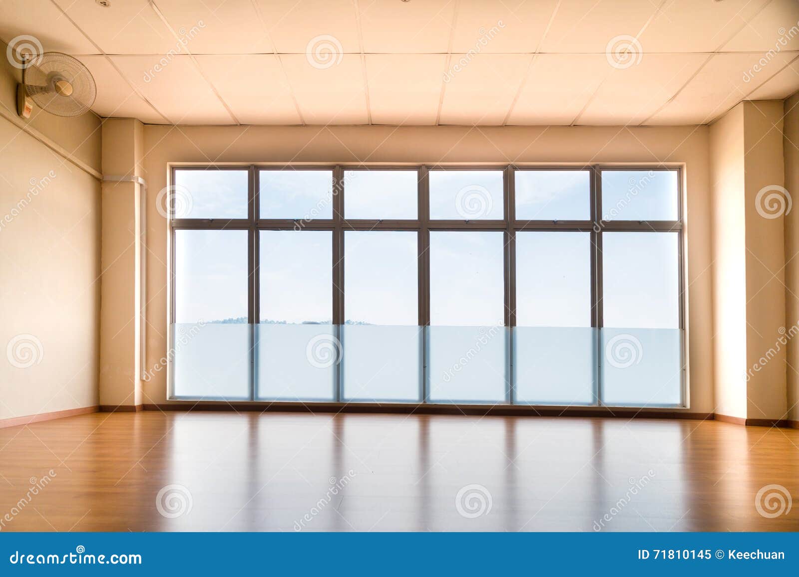 Perspective View of Empty Studio Illuminated with Light from Win Stock ...
