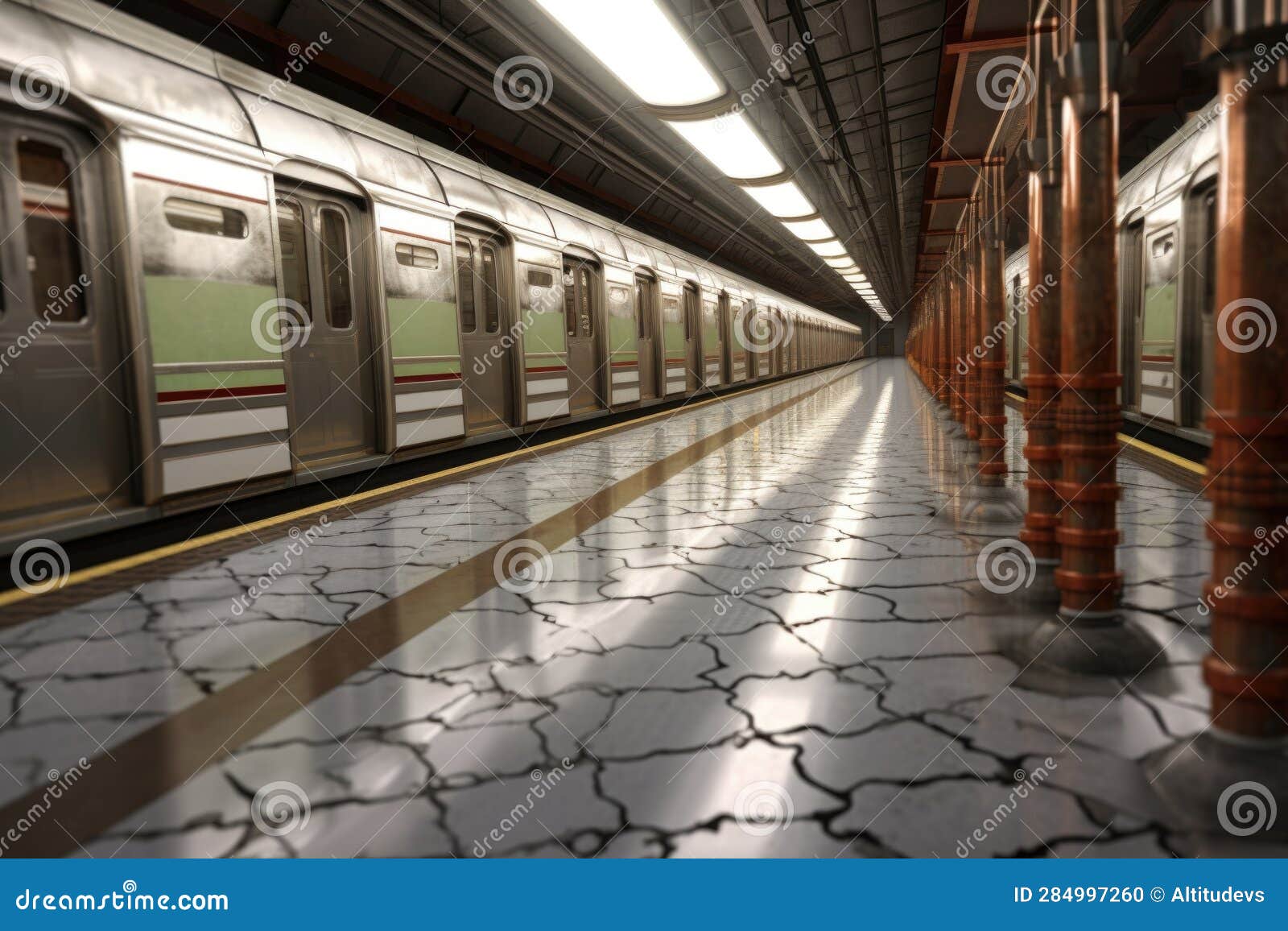 Perspective View of Empty Subway Platform Stock Illustration ...