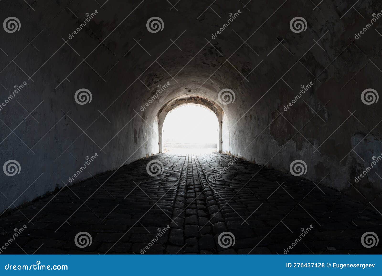 Perspective View of an Empty Tunnel with Glowing End Stock Photo ...