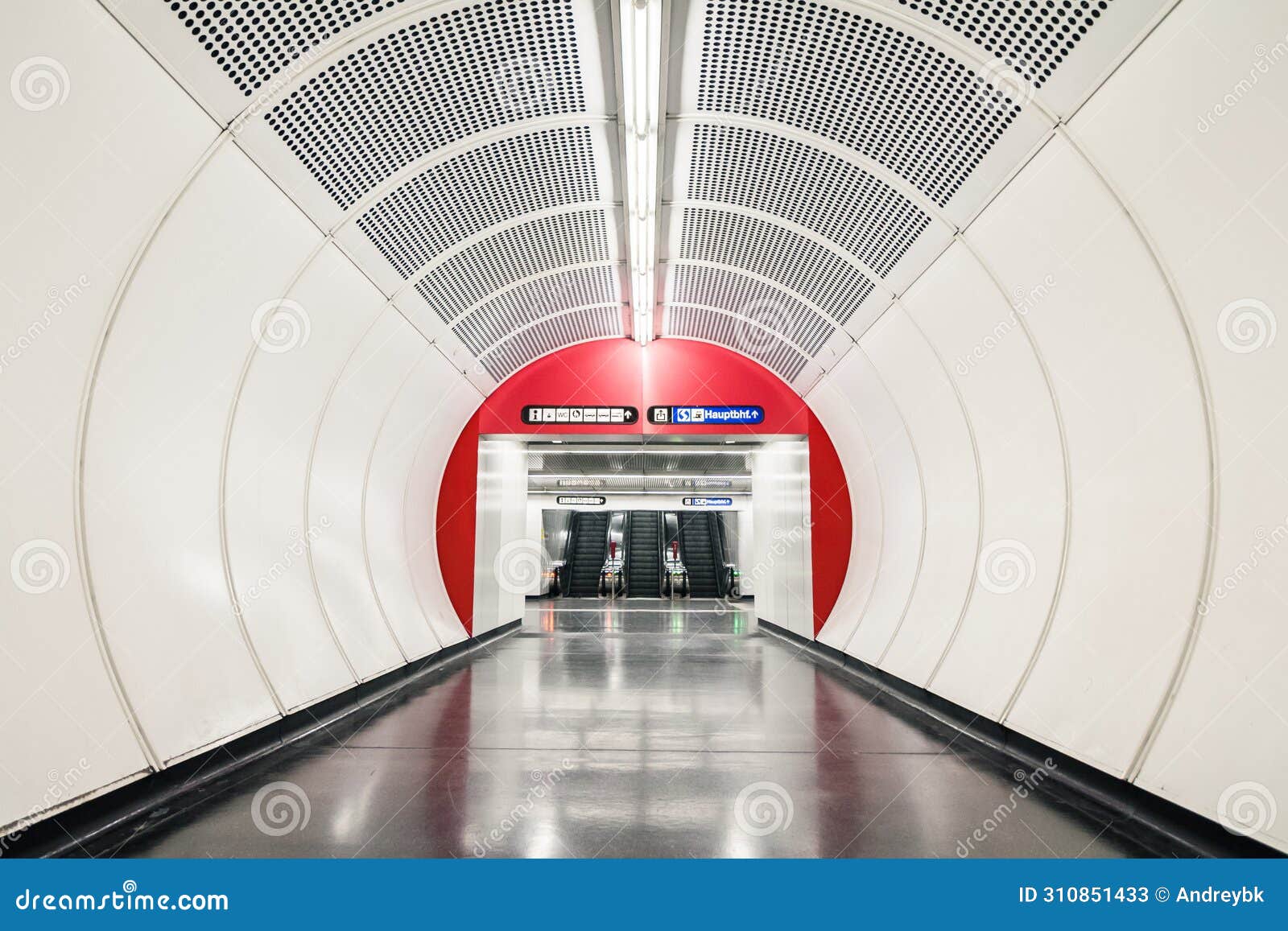 Subway Station Walkway Tunnel. Stock Image - Image of perspective ...