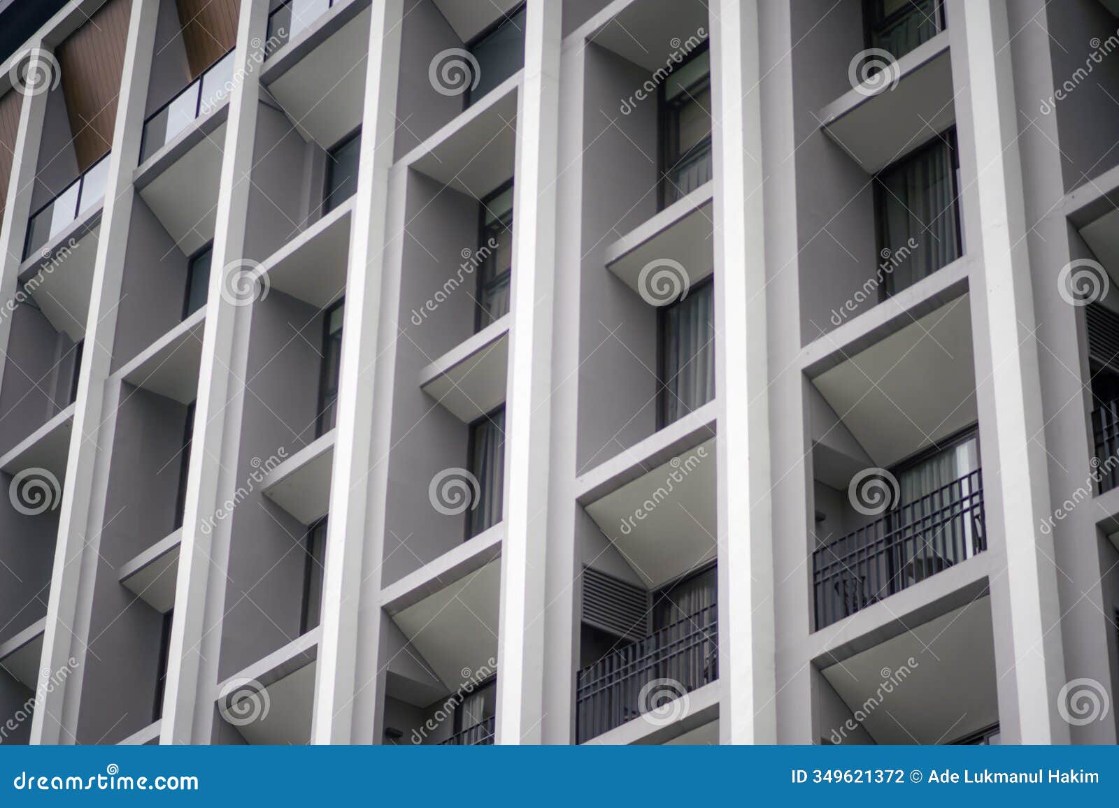 Perspective View of a Facade of Hotel Building with Windows, Forming a ...