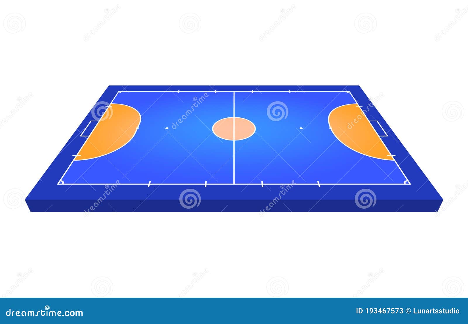 Perspective View Field for Futsal. Orange Outline of Lines Futsal Field ...