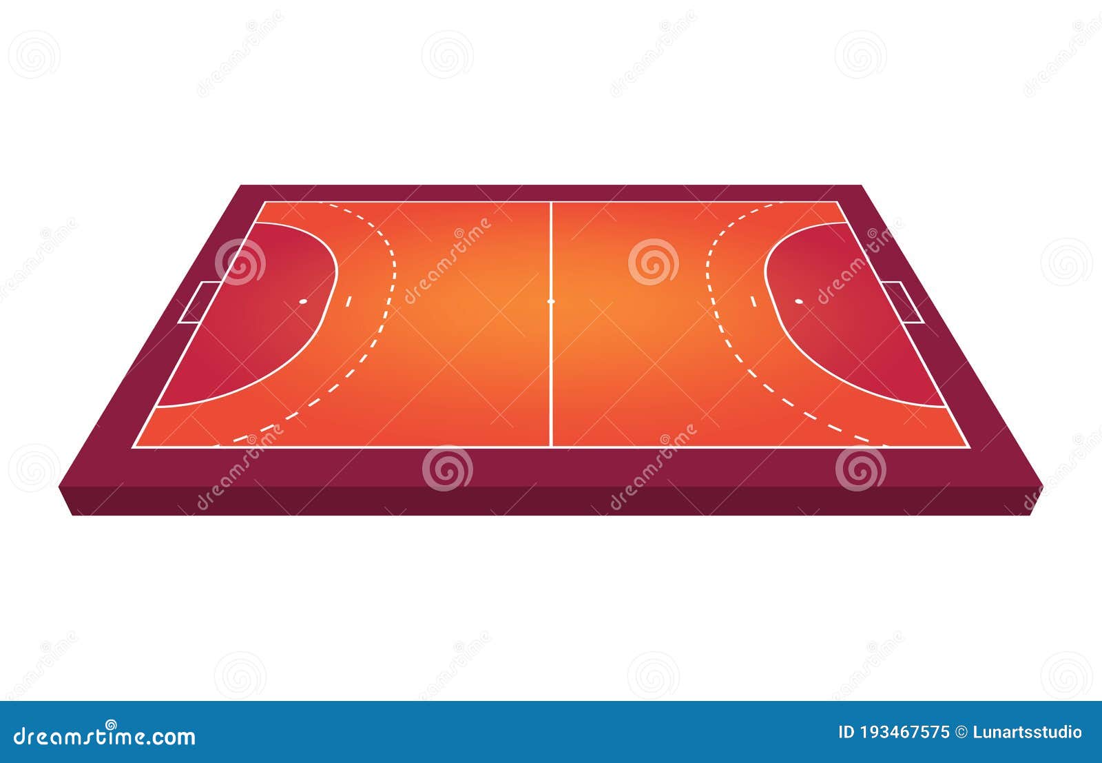 Perspective View Field for Handball. Orange Outline of Lines Handball ...