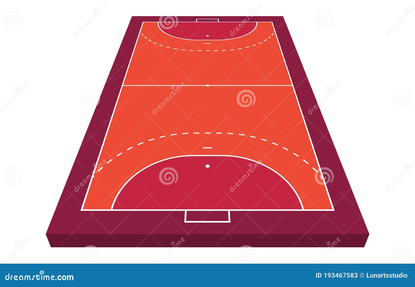 Perspective View Field for Handball. Orange Outline of Lines Handball ...