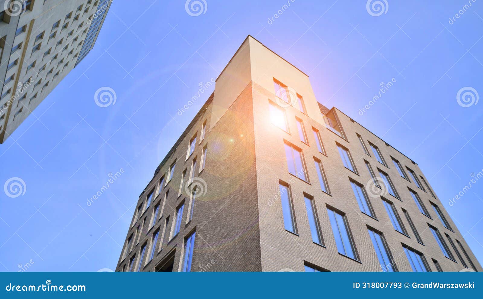 Perspective View of Geometric Angular Concrete Windows on the Facade of ...