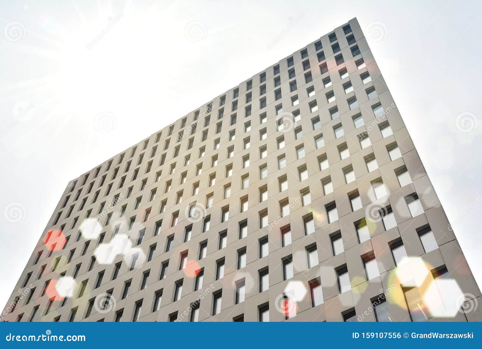 Perspective View of Geometric Angular Concrete Windows on the Facade of ...