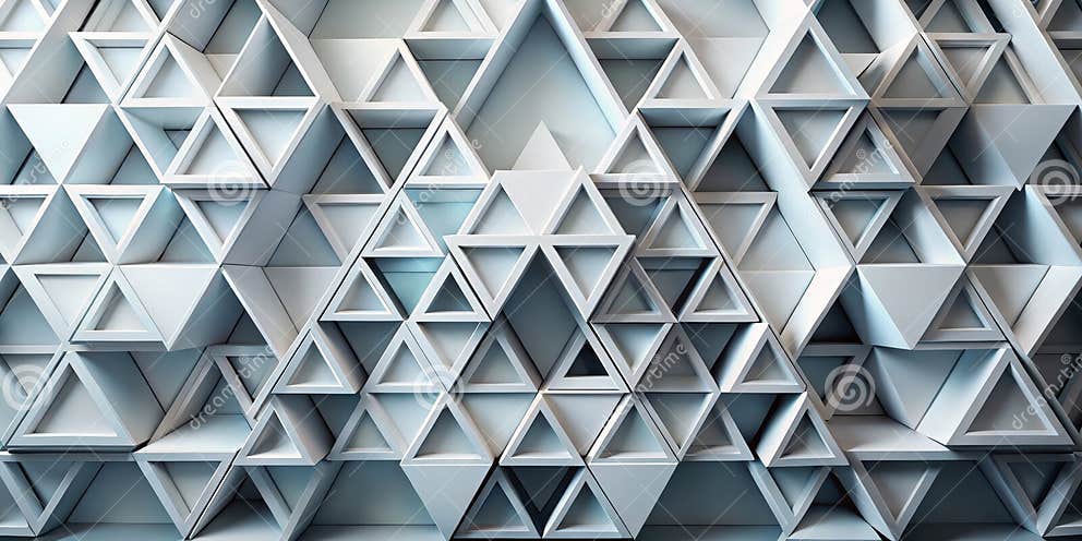 Perspective View Interlocking Gray Triangles, Abstract 3D Composition ...