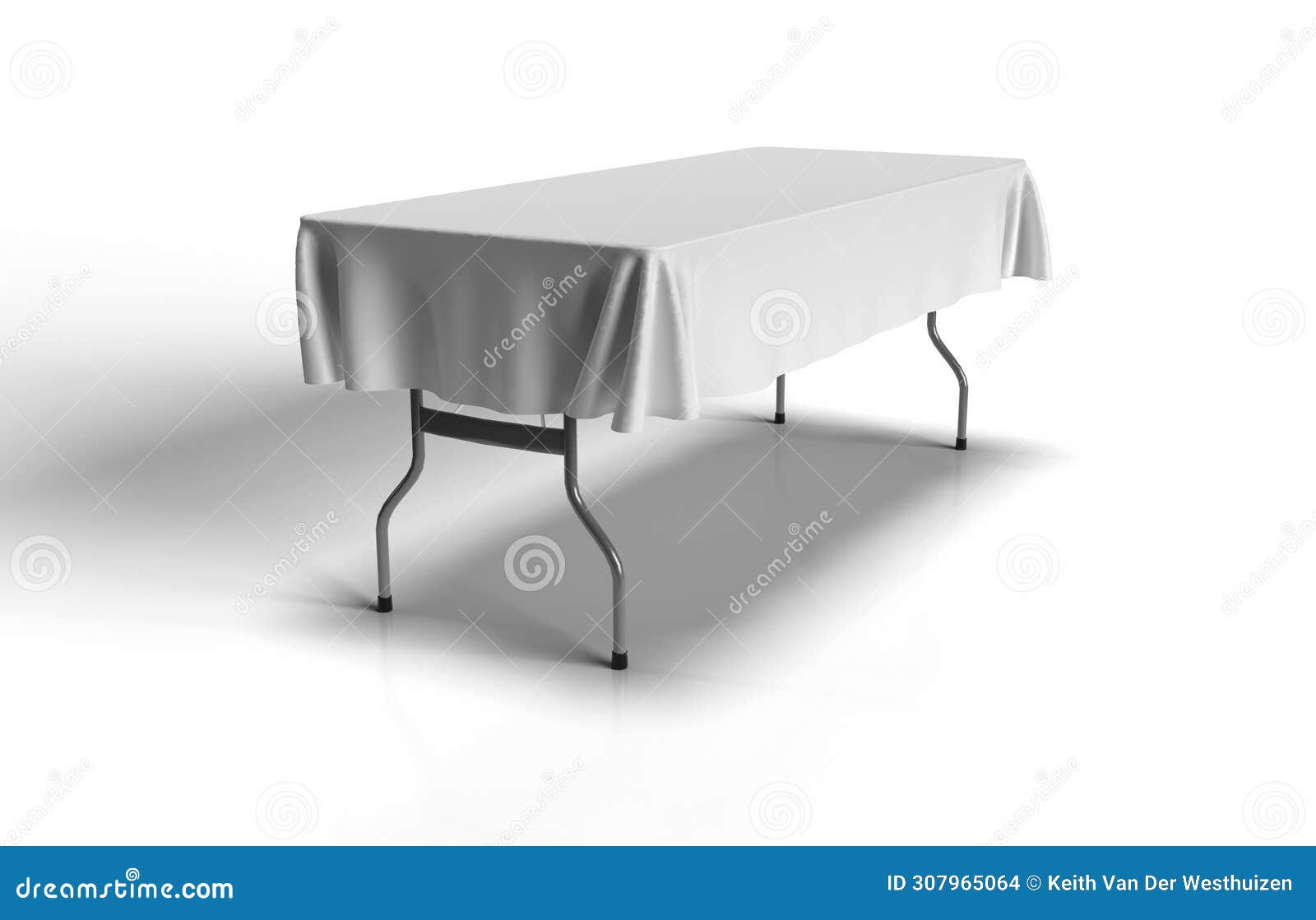 Perspective View of an Isolated Folding Trestle Table, Covered with a ...