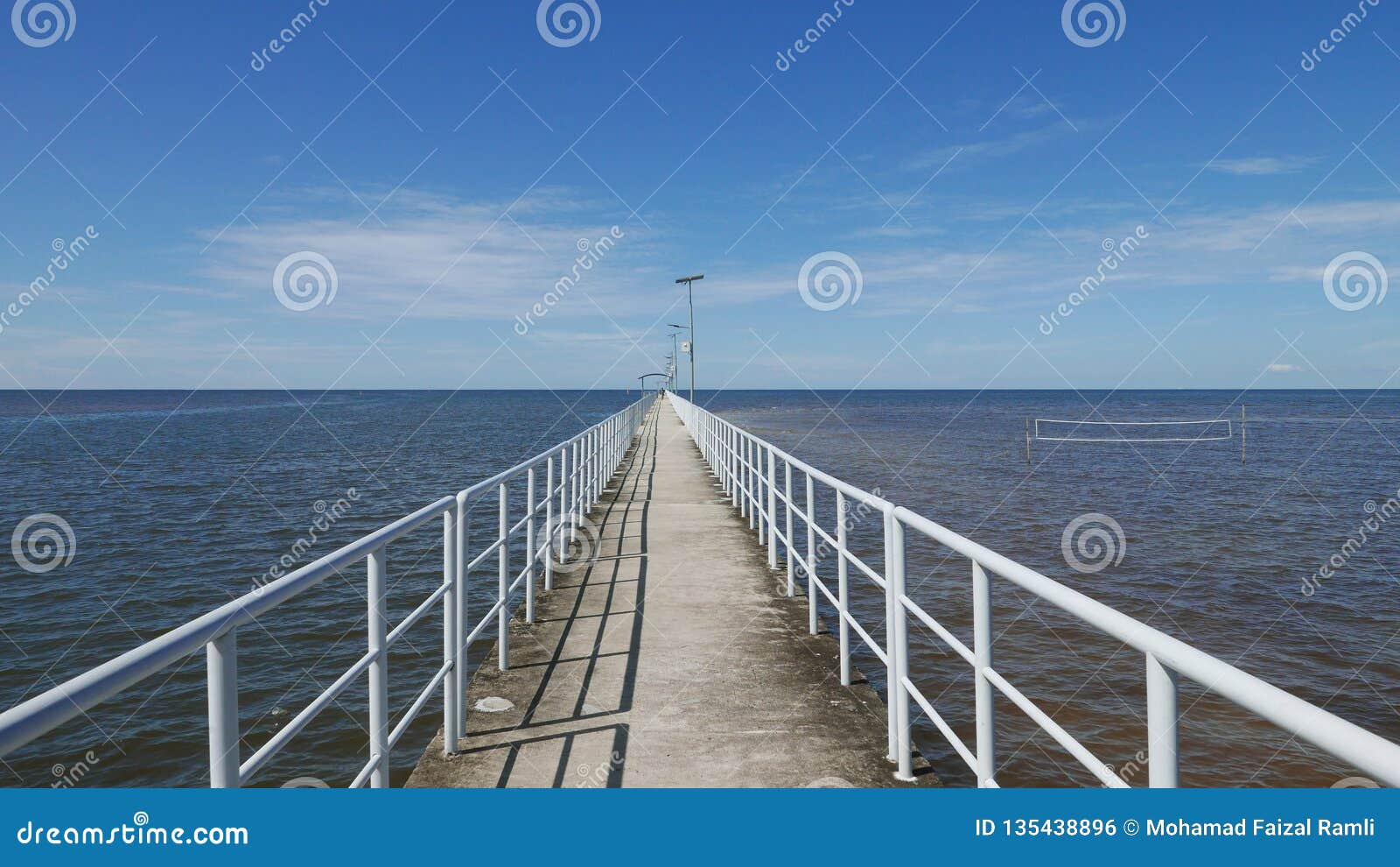 Perspective View of Jetty with LED Street Light with Solar Cell on ...