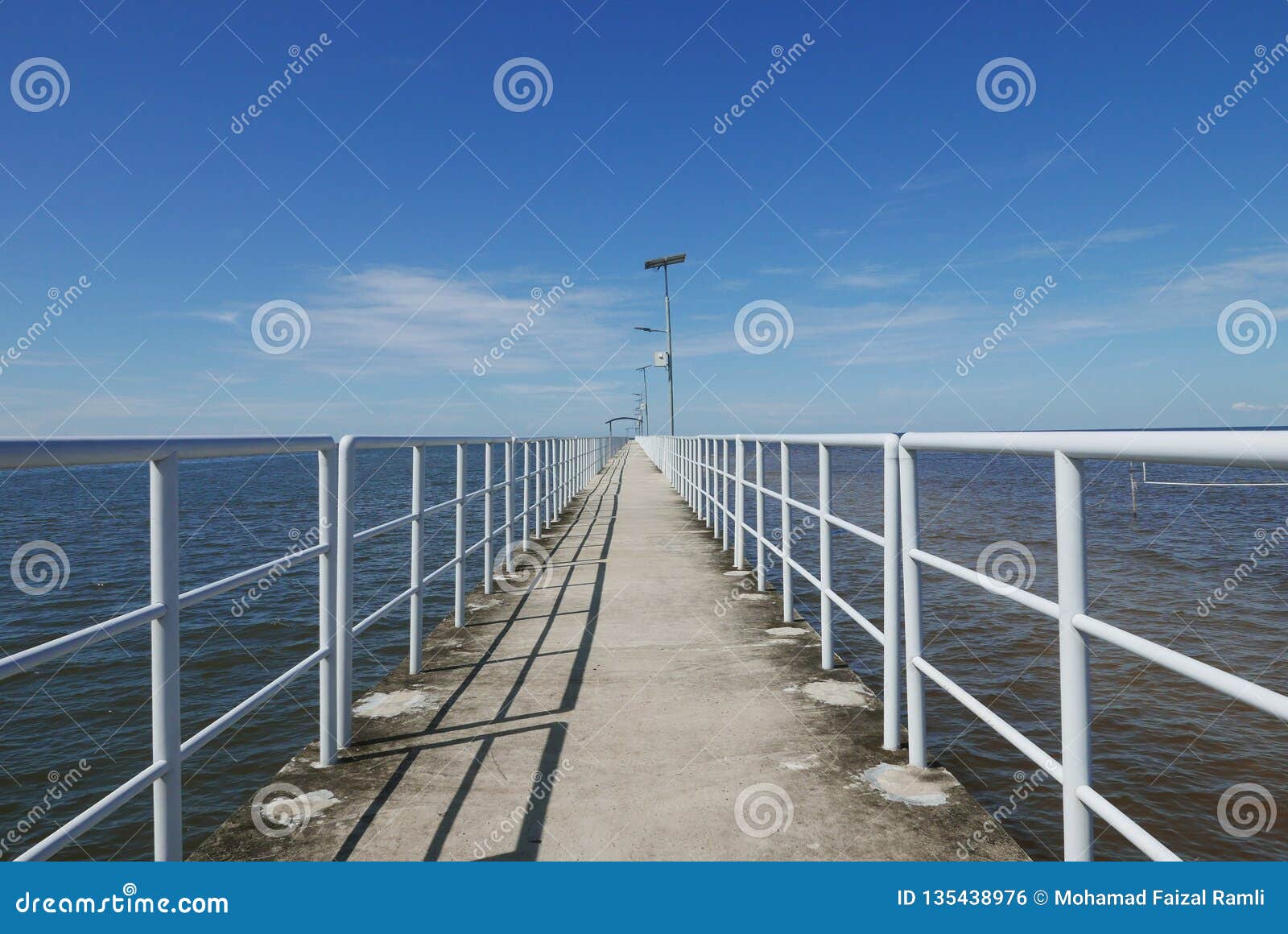 Perspective View of Jetty with LED Street Light with Solar Cell on ...