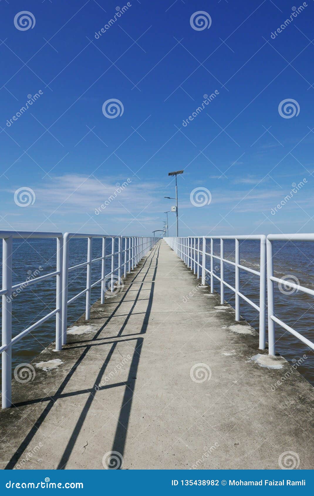 Perspective View of Jetty with LED Street Light with Solar Cell on ...