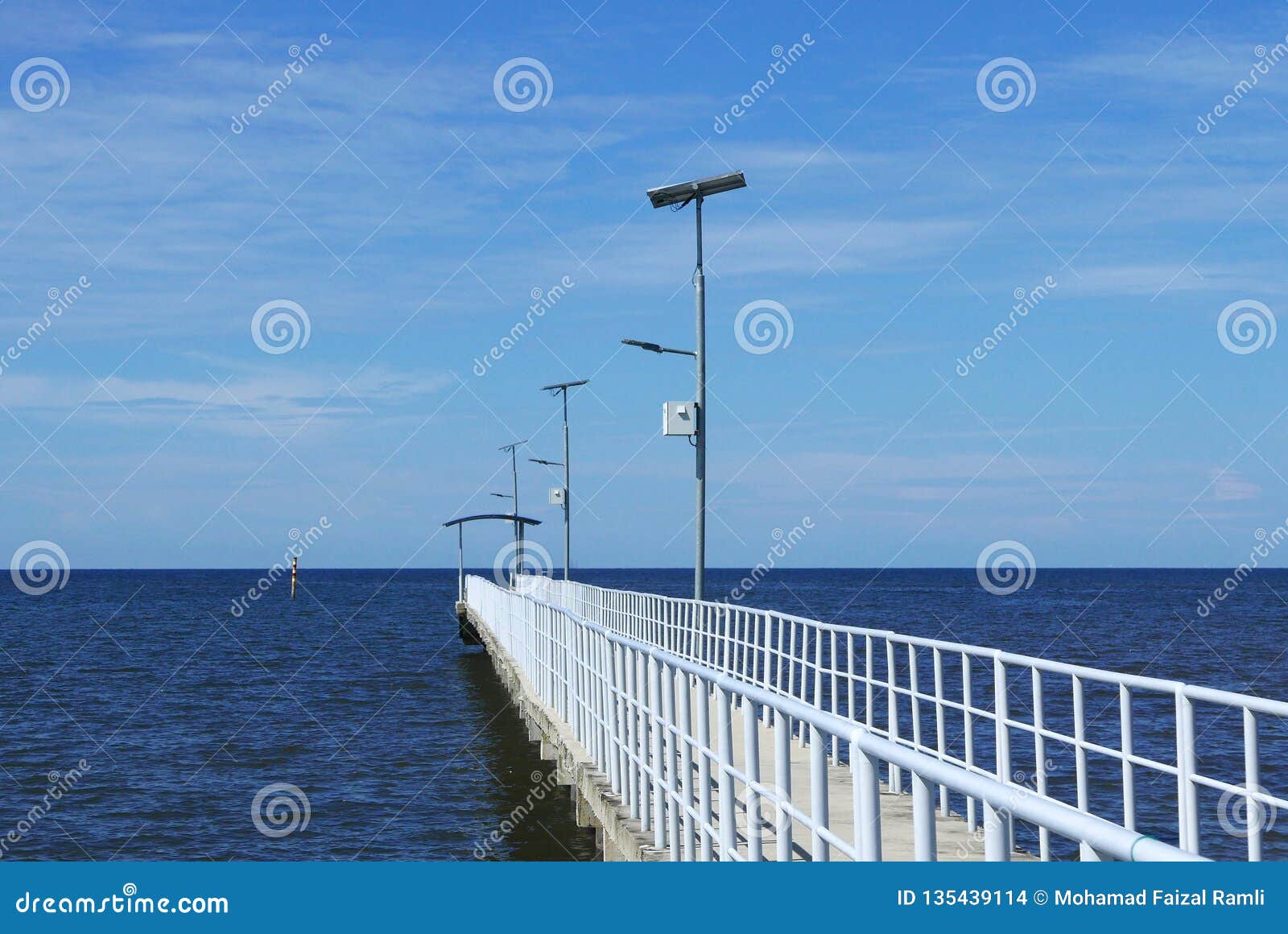 Perspective View of Jetty with LED Street Light with Solar Cell on ...